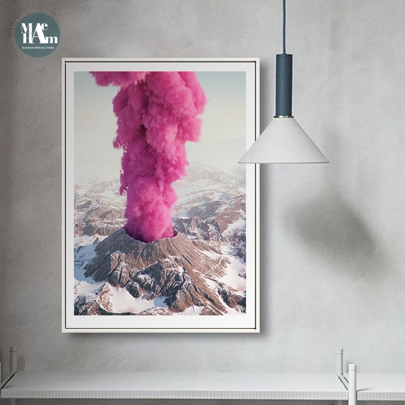 Pink Volcano Wall Poster | Home Decor Wall Art