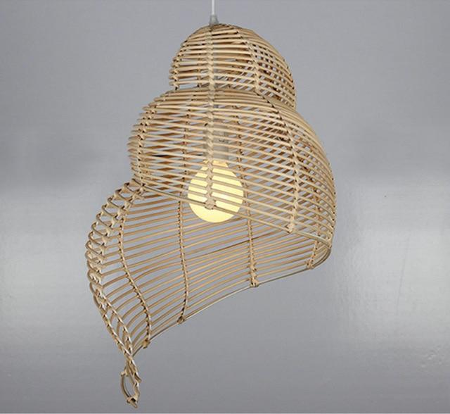 Sea Shell Snail Bamboo 9.8" to 13" Wide LED Pendant Lamp Shade